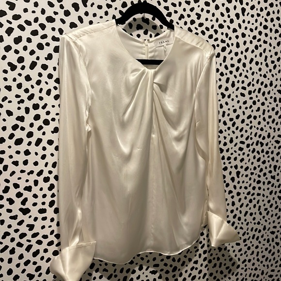 Frame Denim | Tops | Frame Twist Neck Silk Blouse | Poshmark